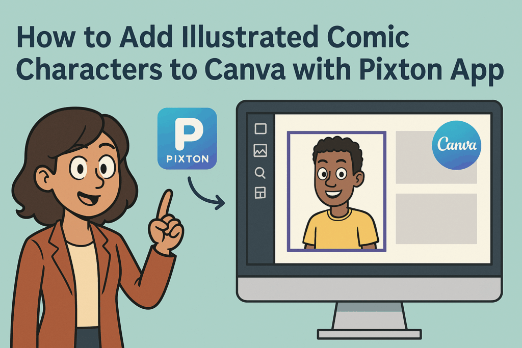 How to Add Illustrated Comic Characters to Canva with Pixton App
